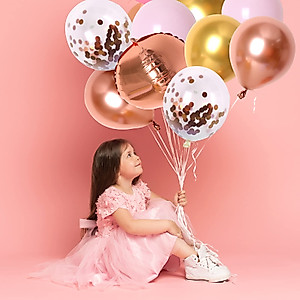 RUBFAC 146pcs Pink and Rose Gold Balloons Arch Kit Metallic Rose Gold Balloons Perfect for Birthday Party Bridal Baby Shower Wedding Party Decoration
