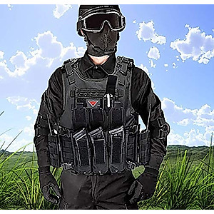 YAKEDA Outdoor Tactical Airsoft Vest Adjustable Fit Adult (Black)