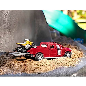 Driven by Battat — Red Pickup Truck & ATV – 1:24 Scale – Small Toy Truck with Lights, Sounds & More for Boys & Girls Age 3+