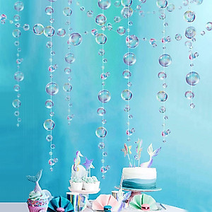 Decor365 Little Mermaid Party Decorations Puple Blue Bubble Garlands Hanging Bubbles Streamer Banner Backdrop Decor Ocean Under The Sea Beach Pool Side Decor Theme Girls Birthday Party Supplies