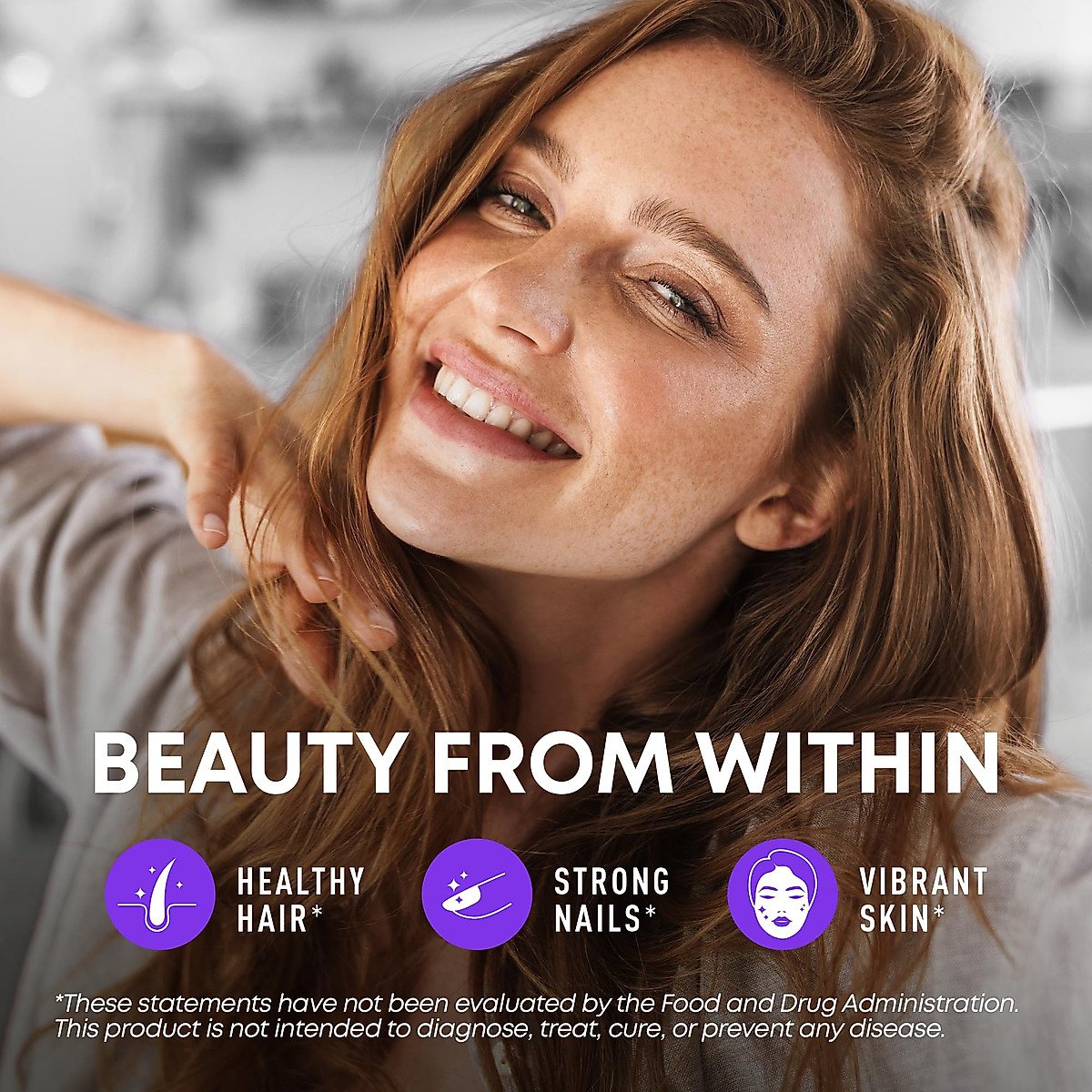 Biotin and Collagen Supplements with Keratin - Hair Vitamins - Hair Skin & Nails Vitamins with Biotin, Collagen, B Complex - Made in USA - Biotin Supplement for Strong Hair, Skin & Nails - 60 Capsules