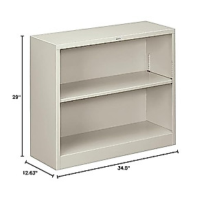 HON S30ABCQ Metal Bookcase, Two-Shelf, 34-1/2w x 12-5/8d x 29h, Light Gray