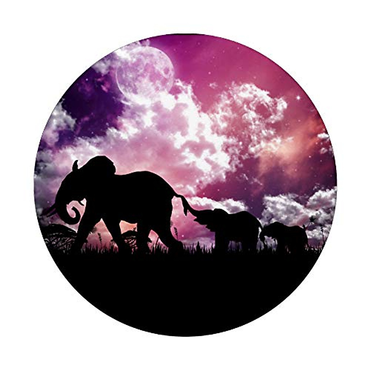 Elephant Moon Purple Color Phone Grip PopSockets PopGrip: Swappable Grip for Phones & Tablets