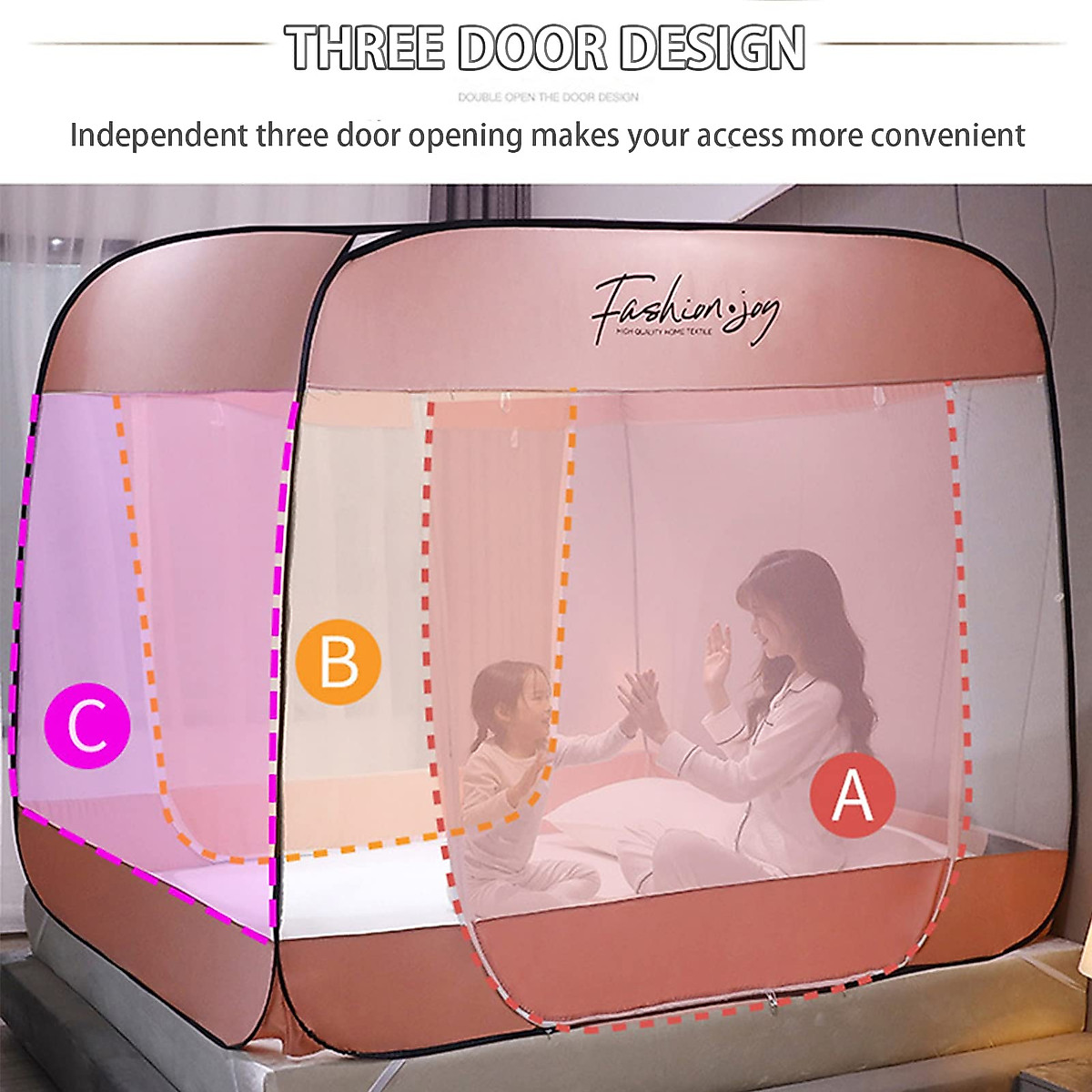 xixi-home 2022 New Portable Folding Mosquito net, pop-up Mosquito net Tent, Three-Door Travel Mosquito net with Bottom Edge, 5 Seconds to Install (71 * 78 * 65in, Blue)