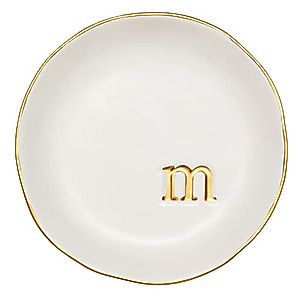 COLLECTIVE HOME - Ceramic Jewelry Tray, Decorative Trinket Dish for Rings Earrings Necklaces Bracelet Watch Keys, Birthday Mother's Day Christmas Gift for Women, 4.75", White Surface (M)