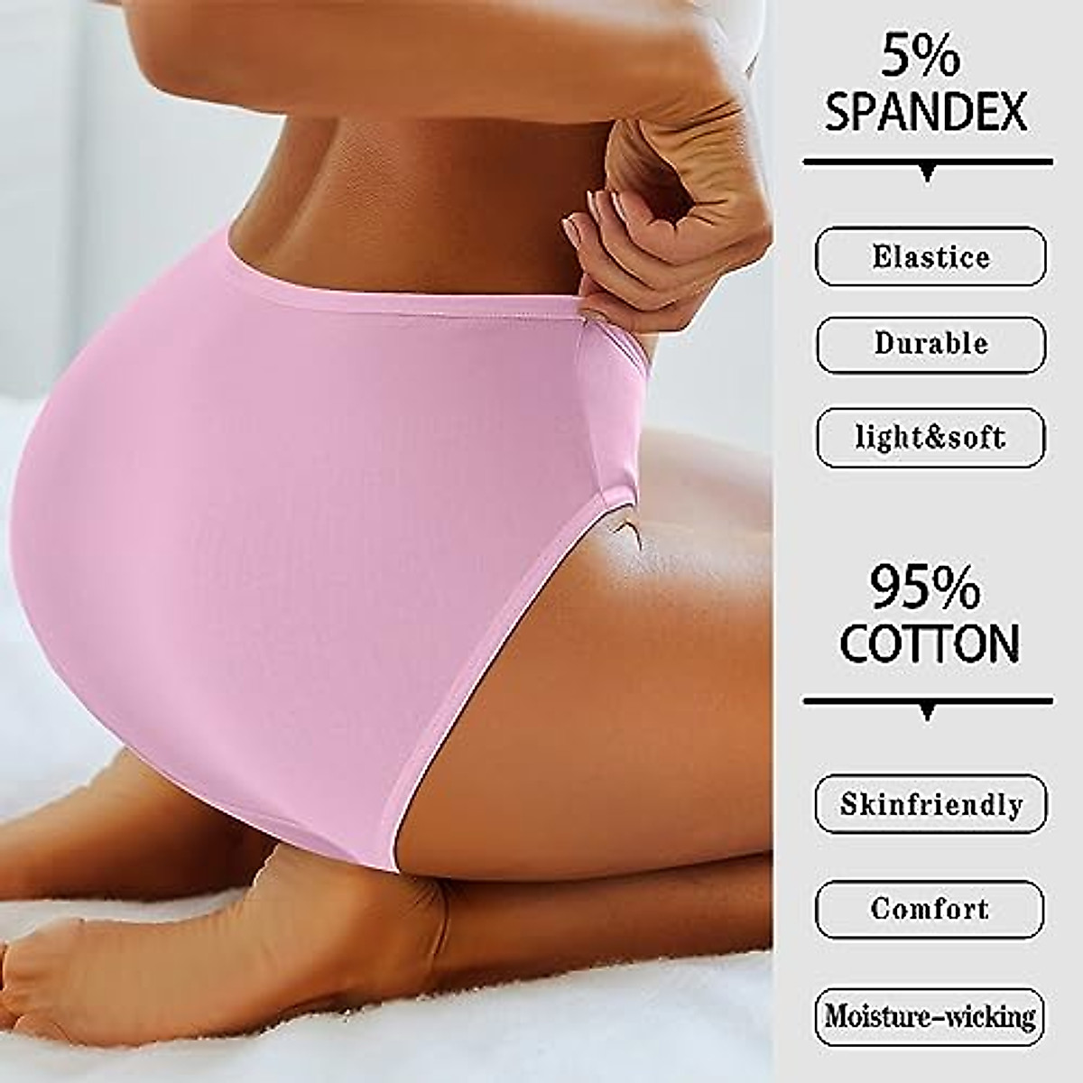 K-CHEONY Ladies Underwear Cotton Briefs Soft Cotton Breathable Panties for Womens L