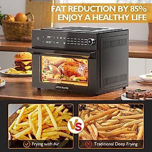 APEXCHASER Air Fryer Toaster Oven Combo, 32QT/30L Large Countertop Convection Toaster Oven, 18-in-1 Functions, Fits 13" Pizza, 9-Slice Toast and 13 Lbs Chicken, Basket, Tray(4 Accessories) Included