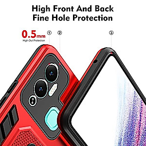 Back Case Cover Case for Infinix Hot 12 Play, for Infinix Hot 12 Play Case Heavy Duty Shock Absorption Full Body Protective Case TPU Rubber and Hard PC Phone Case Cover with Retractable hand strap Cas