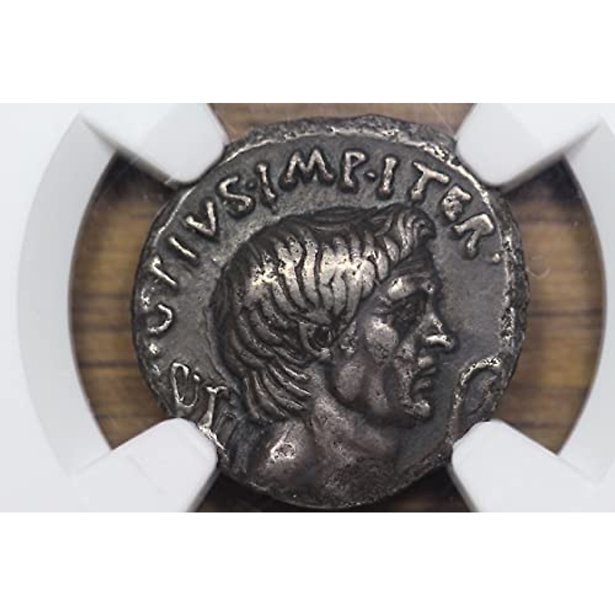 2000 Year Old Ancient Roman Silver Denarius Coin, 42 B.C. Pompey the Great, NGC Choice Very Fine Condition