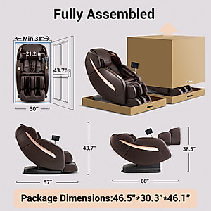 MYNTA Massage Chair, Full Body Zero Gravity SL Track Shiatsu Massage Chairs with Calf Heating, Thai Stretch, M1612 Brown