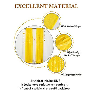 Sparkle Backdrop Curtain Yellow 2 Panels Set Sequin Photo Backdrop 2FTx8FT Sequin Backdrop Curtain Pack of 2-1220S