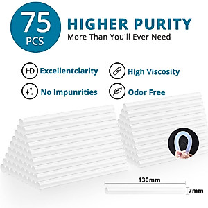 Tilswall Hot Glue Gun 50W with 75 PCS (5.11'' x 0.27") Glue Sticks Heat Up Quickly Mini Melt Gun Electric for Art Crafts School, Sealing, DIY, Home Repairs, Card, Glass, Festival Decor and Gifts