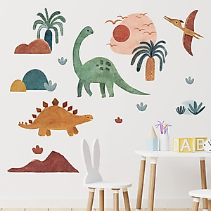 Mfault Boho Dinosaur Wall Decals Stickers, Bohemian Dino Hawaii Nursery Decorations Baby Boys Girls Bedroom Playroom Art, Neutral Toddlers Kids Room Decor Gifts