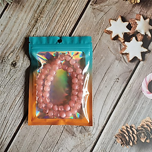 Xeahung 100 Pack Smell Proof Mylar Bags for Candy Storage Resealable Mylar Bags with Rront Window Mylar Bags for Food Storage Mylar Bags 4x6 (blue and orange)