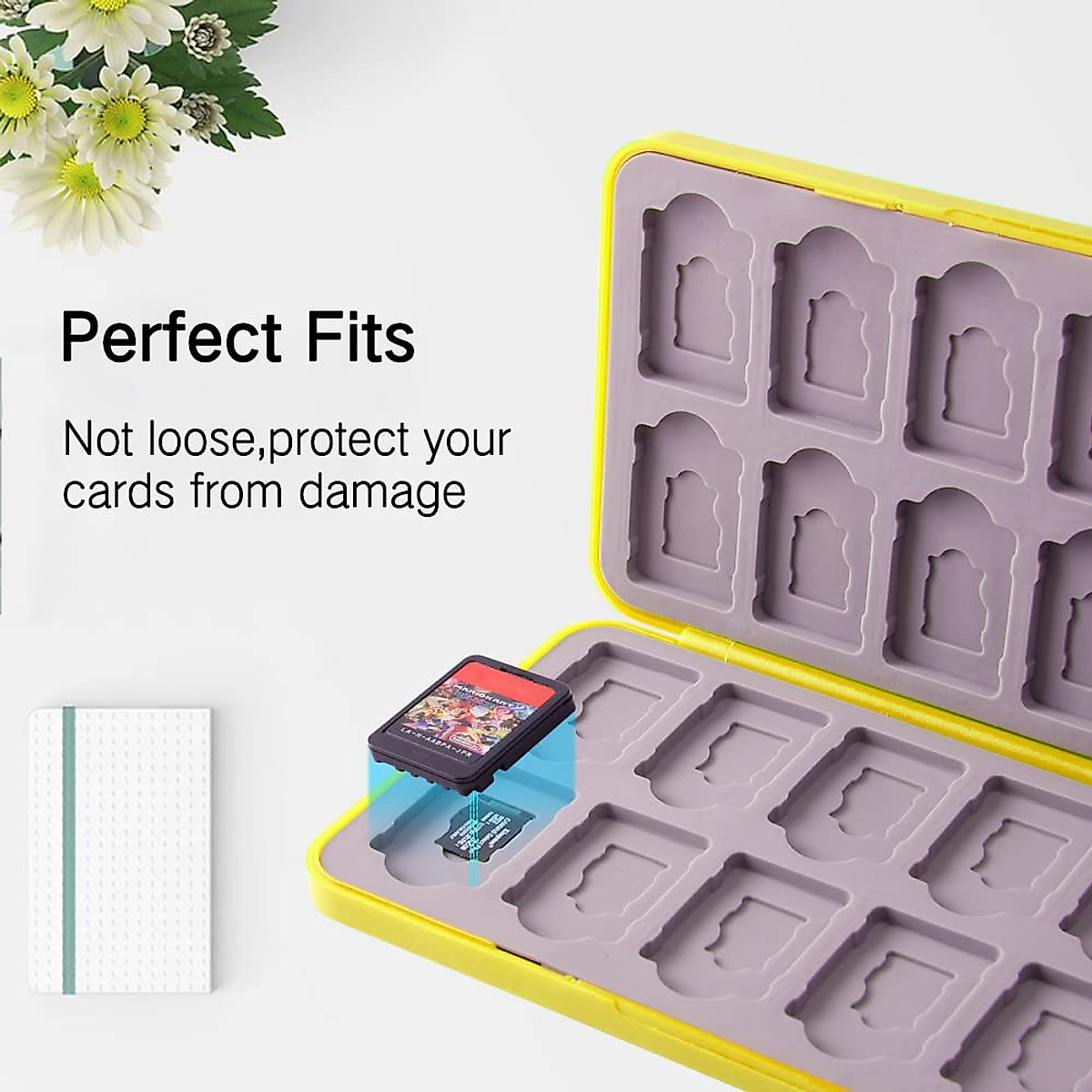 PERFECTSIGHT switch game card witch 12 or 24 or 48 slot holder (Yellow Pika, 24 Slots)