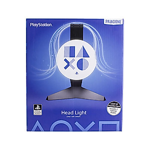Paladone PlayStation Light Up Headphone Stand, Turns On When Headphones are Placed, USB Powered Headset Stand for Gamers, PlayStation Gaming Setup Desk Accessories