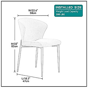 kevinplus Dining Chair Set of 2, Modern Kitchen Side Chair Accent Chair with Metal Legs, Fabric Upholstered Dining Room Living Room Dinner Kitchen Chair, Curved Backrest, Dark Grey