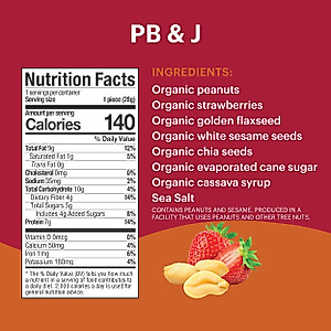 Tosi Peanut Butter & Jelly Protein Bars, Plant Based with Nuts, Gluten-Free Crunchy Snacks, Vegan, Organic, Flax & Chia Seeds, Soy-Free, Omega 3s, 7G Protein, 1 oz, 12-Pack