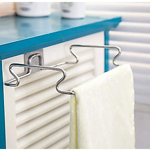 Hanging Stainless Steel Trash Bag Holder Recycled Reusable Disposable Plastic Shopping Grocery Bags Holder for Kitchen Cabinets Doors and Cupboards