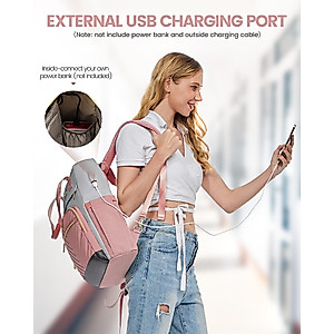 LOVEVOOK Laptop Backpack for Women, 15.6 Inch Work Laptop Bag Teacher Nurse Backpack, Wide Open Travel Purse Convertible Business Computer Tote Daypack with USB Port, Black