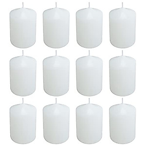 2x3 Inch White Pillar Candles, 12 Packs Unscented Dripless Cylinder Candles for Home, Wedding, Party, Dinner Table, 22 Hour Burn