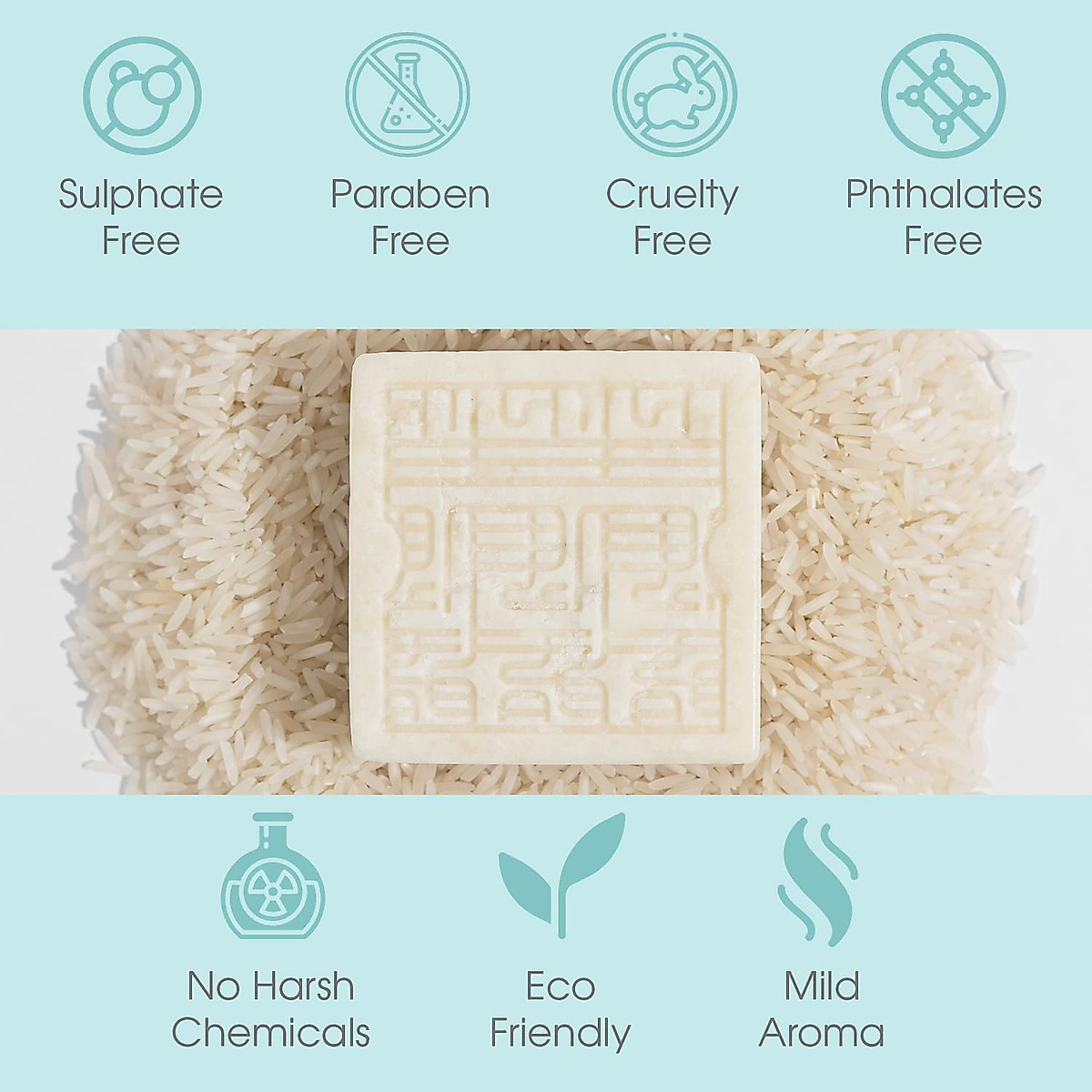 Thrivosh Rice Water for Hair Growth Shampoo Bar – 2 in 1 Shampoo and Conditioner Bar – pH Balanced Vegan Friendly Dry Shampoo Bar for All Hair Types – Anti-Loss and Repairing 100g