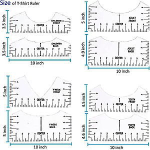 BIHRTC 8PCS T-Shirt Alignment Ruler Guide Tool to Center Designs PVC T Shirt Ruler Tshirt Ruler for Vinyl Placement Sublimation Heat Press 3pcs Sewing Fabric Pencil 1PC 60Inch Measure Tape