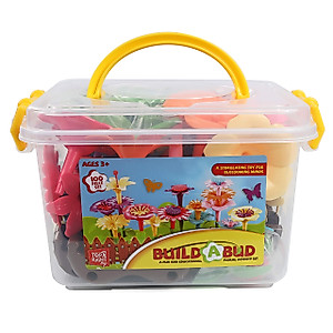 Play 2 Grow Flower Garden Building Blocks Pretend Gardening Floral Bouquet 100 Piece Educational Creativity Playset Toy for Toddlers, Kids, and Girls