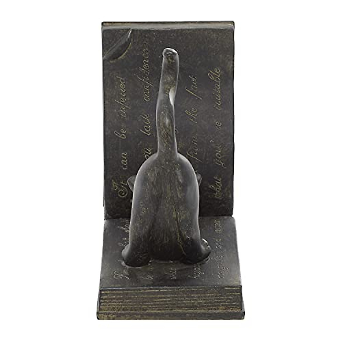 Deco 79 Polystone Cat Reading Bookends, Set of 2 7"H, 6"W, Black