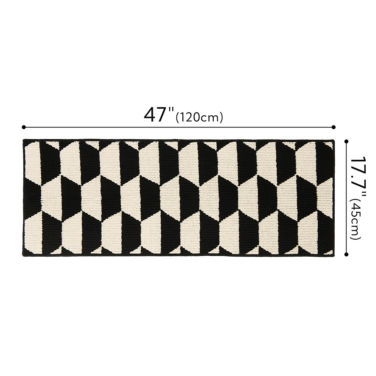 GRANNY SAYS Kitchen Mats for Floor, Kitchen Rugs Non Slip Washable, Runner Rugs for Kitchen Floor, 47" x 17.7", Stain Resistant Comfort Standing Mat Made of 100% Polypropylene, Black