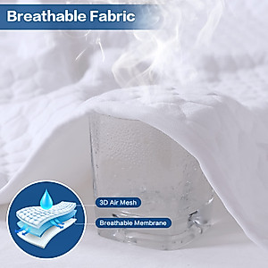 Premium Waterproof Bamboo Mattress Protector Queen Size for Cooling & Breathable,Ultra Soft Mattress Pad Cover,18 Inch Deep Pocket Fitted 8"-21"