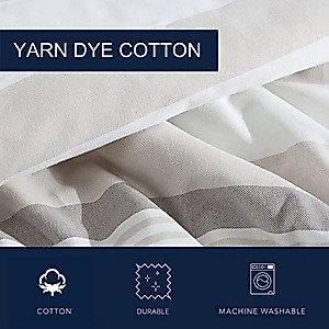 Nautica - King Size Comforter Set, Cotton Reversible Bedding with Matching Shams, Ideal Home Decor for All Seasons (Saybrook Beige, King)