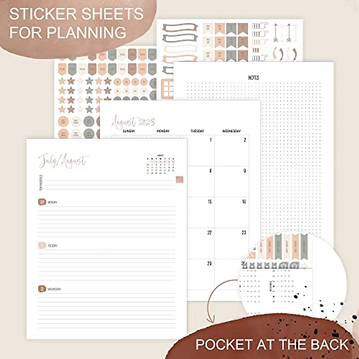Simplified 2023 Daily Planner - Beautiful 8.5" x 10.5" Abstract Planner Notebook With Weekly And Monthly Spreads for Easy Planning - Perfect To Organize All Your Tasks and Boost Productivity