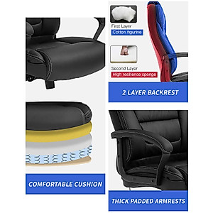 Big & Tall Home Office Chair Desk Chair Executive Chair 500LBS Ergonomic High Back Leather Computer Chair with Lumbar Support Headrest Massasge Height Adjustable Swivel Task Chair for Adult Women Men