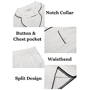 Ekouaer Womens Satin Silk Short Sleeve Button Down Top and Shorts Sleepwear Bridesmaid Pajamas Set White Medium