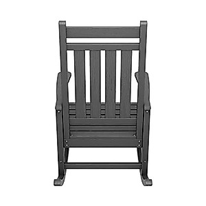SERWALL Outdoor Rocking Chair Set of 2, HDPE Rocking Chairs for Adult, All Weather Porch Rockers for Lawn Garden, Grey