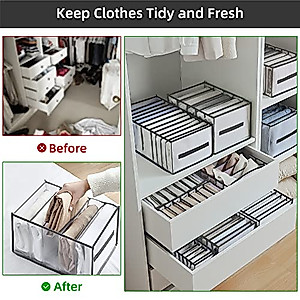 XJJX Closet Organizers and Storage, T-Shirt Organizer, Clothes Organizer, Wardrobe Clothes Organizer, Shirt Organizer for Closet, Clothes Storage Organizer for Shirts, Jeans, Pants(Black, 4 Pack)