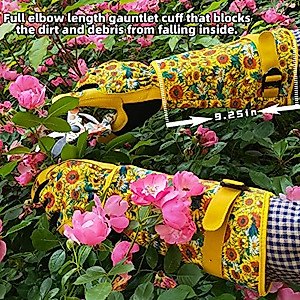 MSUPSAV Gardening Gloves for Women&Men,Thorn Proof Garden Gloves for Gardening,Rose Pruning Work Gloves,Leather Working Gloves(Large, Sunflower)
