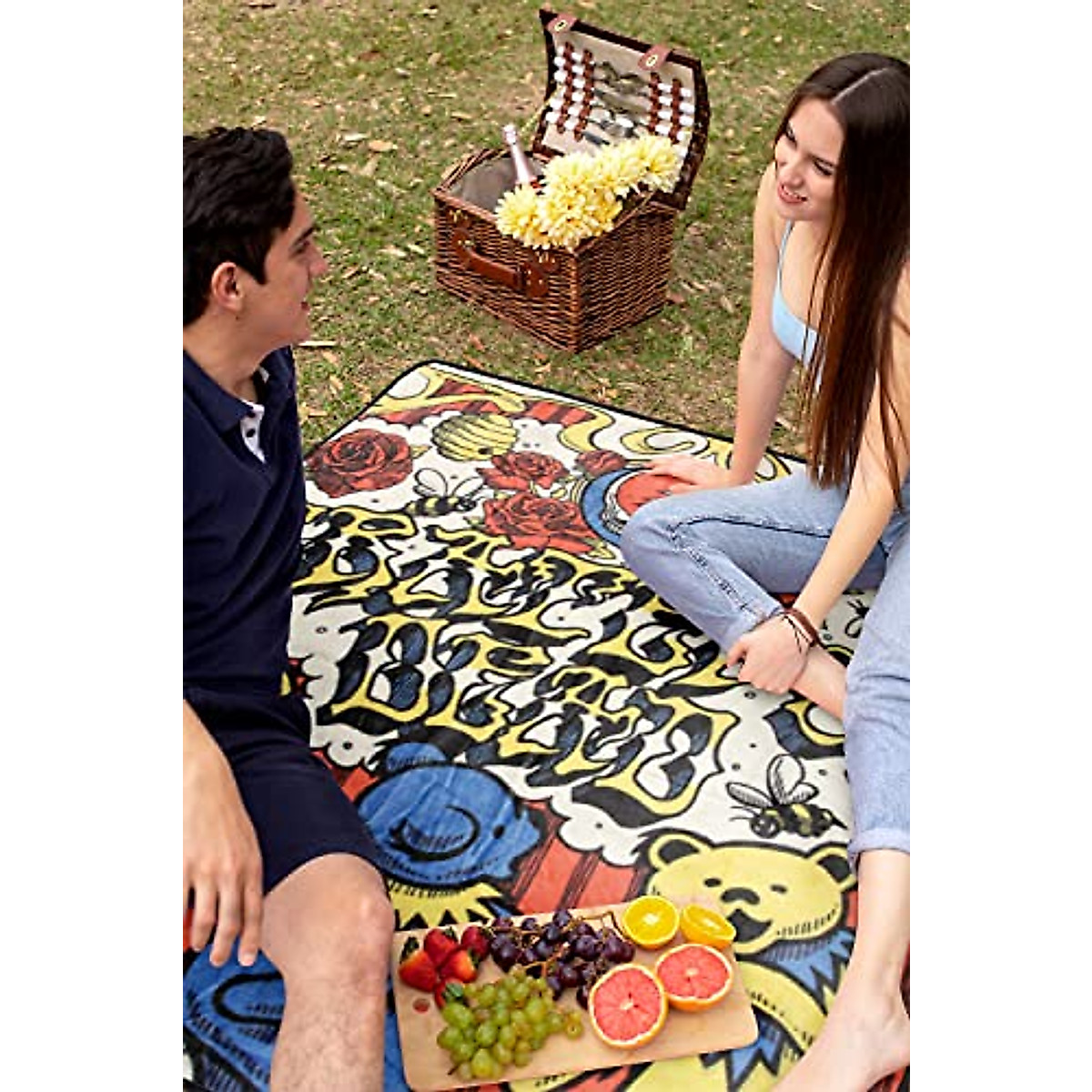 Grateful Dead Dancing Bear Show Super Soft and Cuddly Fleece Plush Throw Blanket 45" x 60"