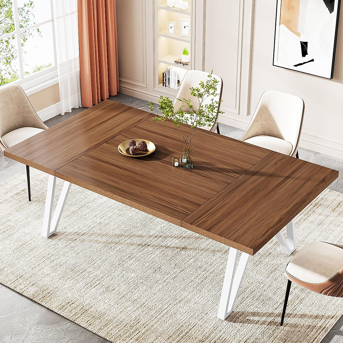 Tribesigns Large Dining Table for 6-8 People, 70-inch Rectangular Wood Kitchen Table, Dinner Table with Heavy-Duty Metal Legs, Industrial Long Dining Room Table for Family Gathering, Party