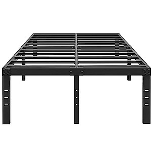 ALDRICH 18 Inch Metal California King Size Bed Frame - Black Basic Anti Squeak Steel Slats Cali Platform, Easy Assembly Heavy Duty Noise Free Cal Bedframes, No Box Spring Needed