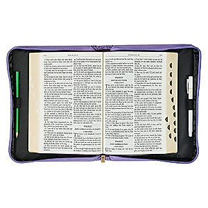 Christian Art Gifts Faux Leather Fashion Bible Cover for Women: by Grace You Have Been Saved - Ephesians 2:8 Inspirational Bible Verse, Hydrangea Lilac Purple, Medium