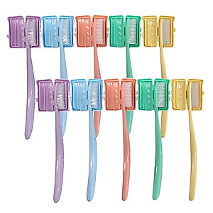 Toothbrushes Kit Set Extra Soft Head Jumbo Giant Large Size Manual Toothbrush 10pcs with Brush Cap Cover 10pcs Wall Holder 5pcs Multipurpose Cup (Random Color) Oral Care Clean
