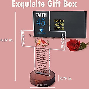 45th Anniversary Wedding Gifts for Couple, Best 45th Sapphire Anniversary Thoughtful Gifts Ideas, 45 Year Anniversary Present for parents, 45 years Anniversary Decorative Cross with Bible Verse.