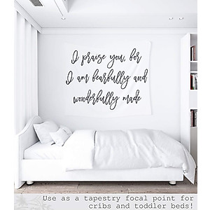 mama bee's Homestead Supply 100% Organic Cotton Muslin "Fearfully & Wonderfully Made” Scripture - Christening, Baptism, Rainbow Baby Blanket, Child of God Swaddle Blanket - Wall Tapestry 47”x47"