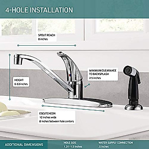 Peerless Single-Handle Kitchen Sink Faucet with Side Sprayer, Chrome P115LF