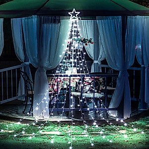 Toodour Solar Lights Outdoor, 317 LED 10ft x 9 Solar Garden Lights with 12" Topper Star, 8 Lighting Modes Waterproof Star Fairy Lights for Garden, Patio, Wedding, Party Decoration (White)