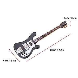 Miniature Guitar with Stand Replica Ornament Black Bass Guitar Replica Model Case Decoration Gift