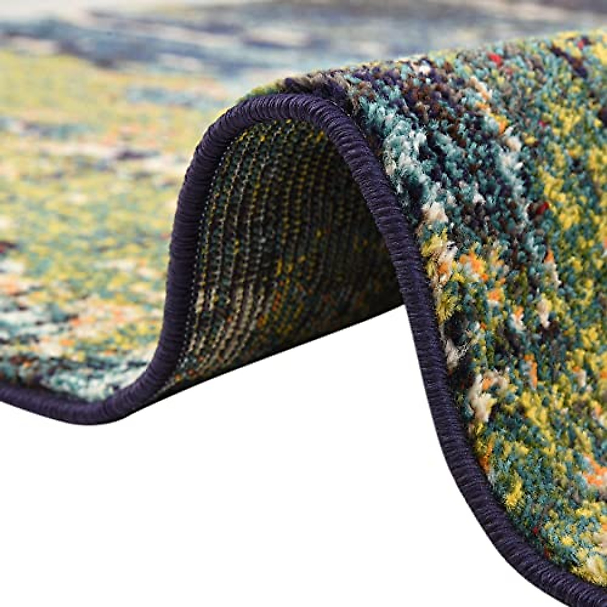 Unique Loom Estrella Collection Distressed, Landscape, Abstract, Modern, Earth Tones Area Rug (3' 3 x 5' 3 Rectangular, Navy Blue/Green)