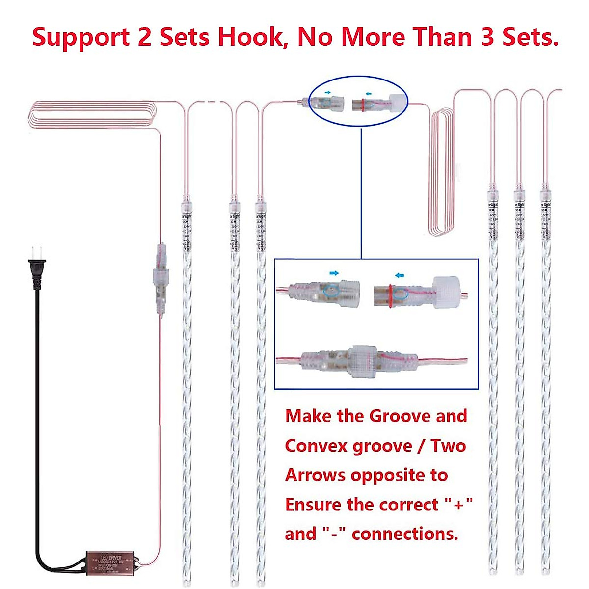 Vikdio Christmas Lights Outdoor, Meteor Shower Lights 50cm 10 Spiral Tubes 540 LEDs 3.15m Lit Length, Waterproof Snowfall Icicle Lights for Outdoor Xmas Decoration Party Tree Window (White)